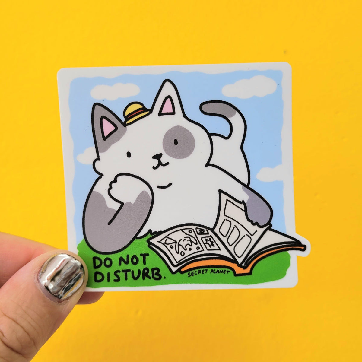 Do Not Disturb - Reading Cat Vinyl Sticker – Silver Antelope